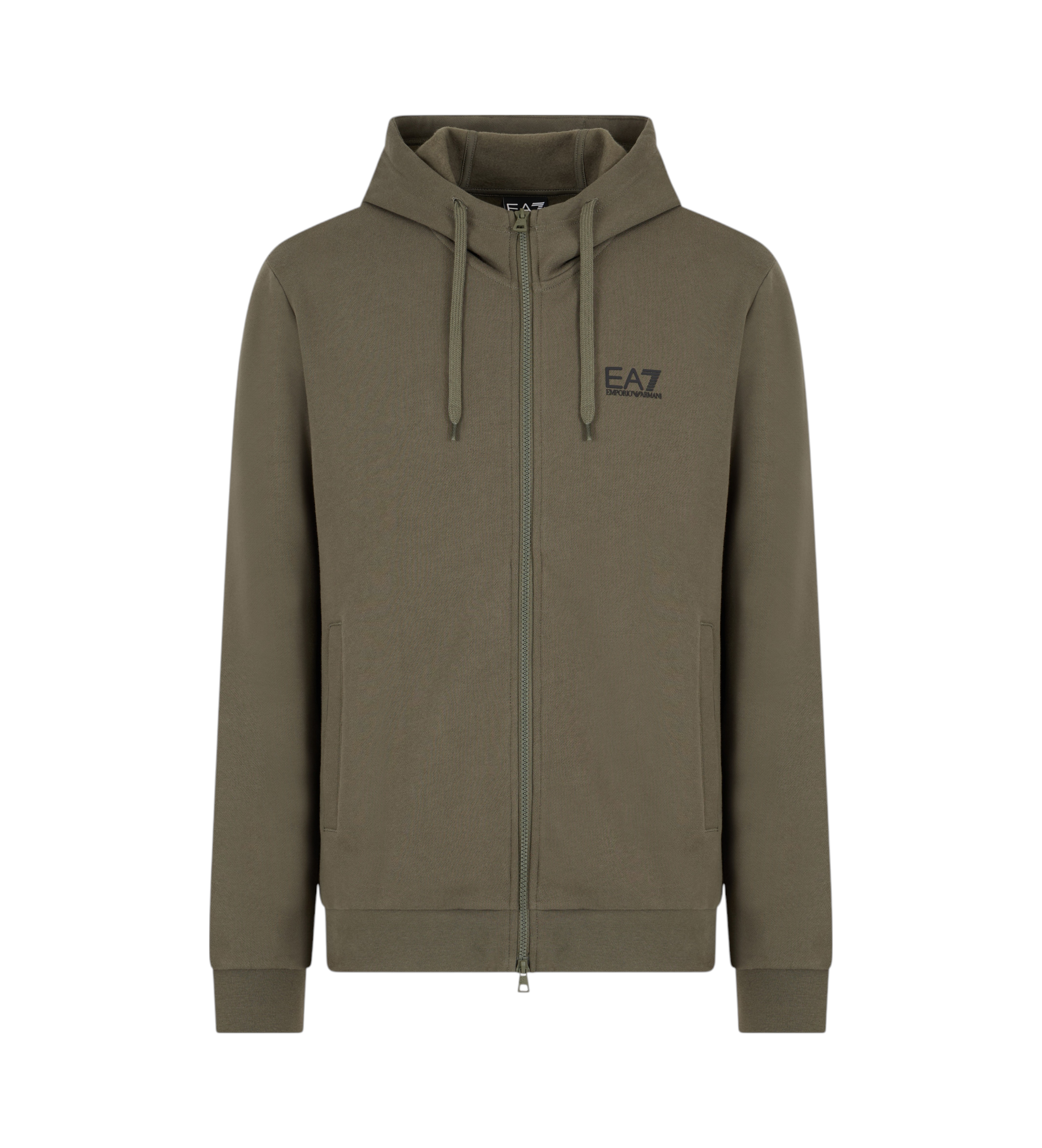 EA7 Sweat a capuche Core Identity en coton melange vert Esdemarca Store mode chaussures et accessoires chaussures de grandes marques et chaussures de createurs