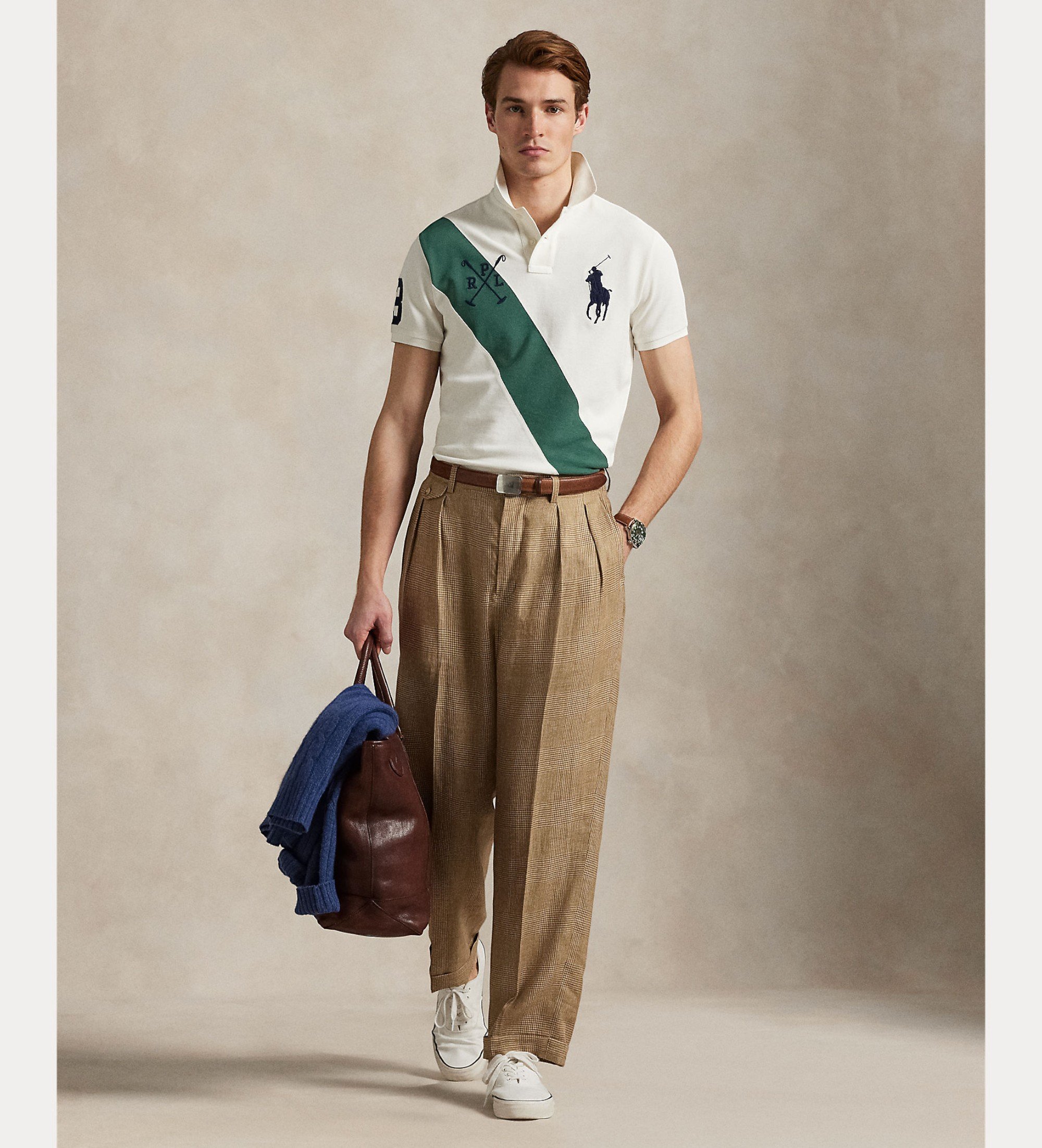 Polo Ralph Lauren Custom Slim Fit Polohemd mit großem Pony weiß ...