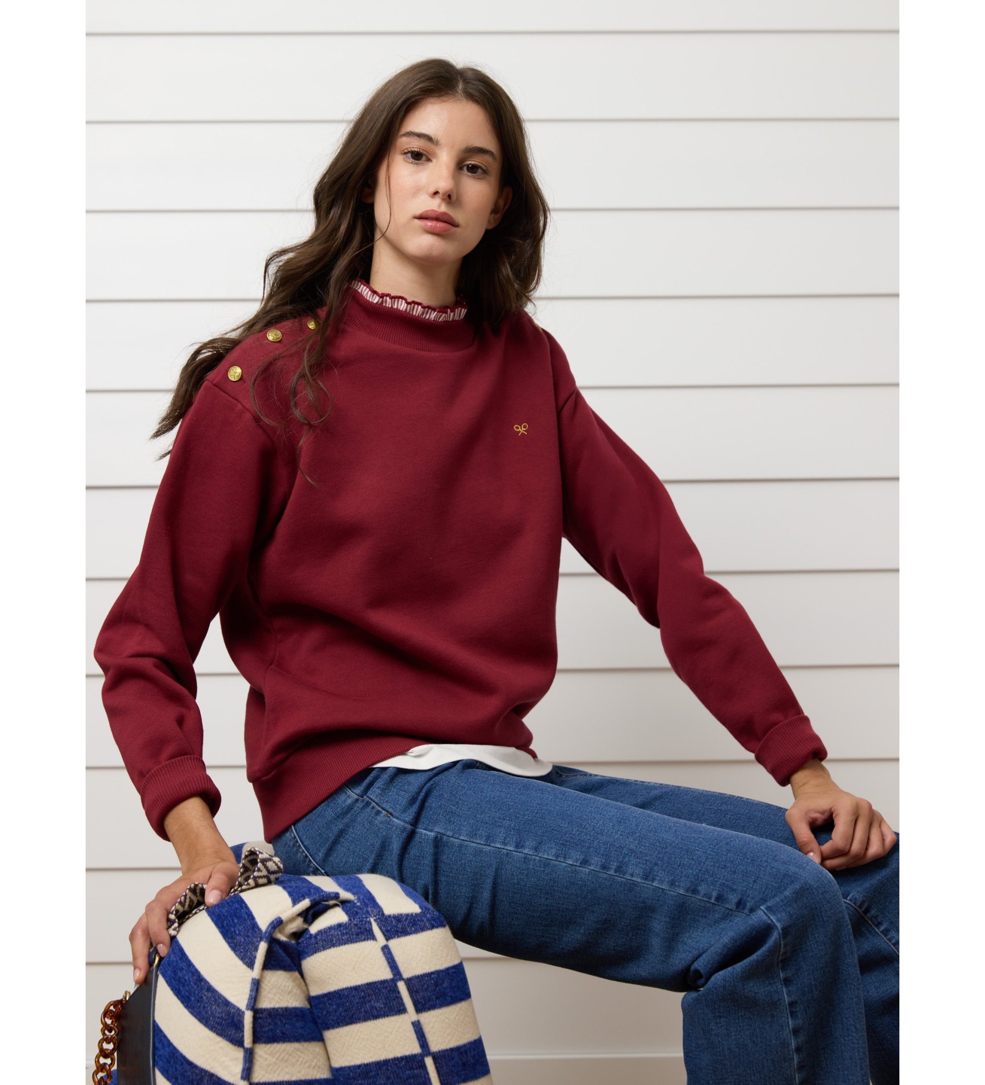 Silbon Sudadera cuello volante burdeos - Tienda Esdemarca calzado, moda y complementos - zapatos ...