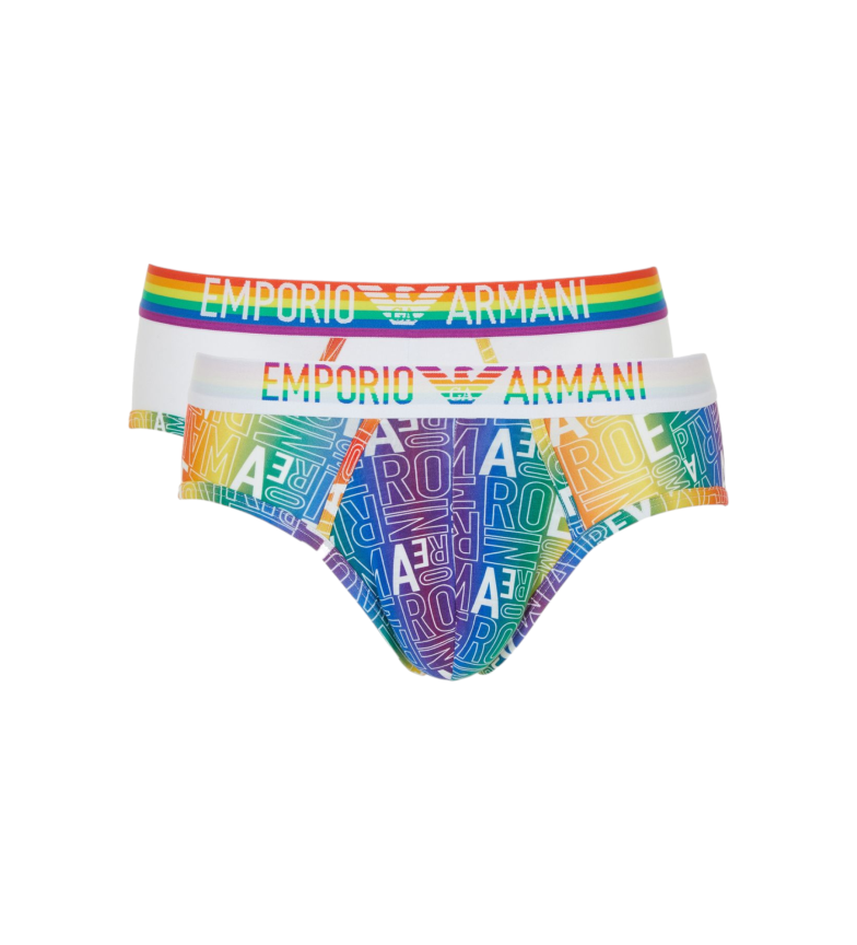 Emporio Armani Pack 2 multicoloured Rainbow briefs - Esdemarca Store ...