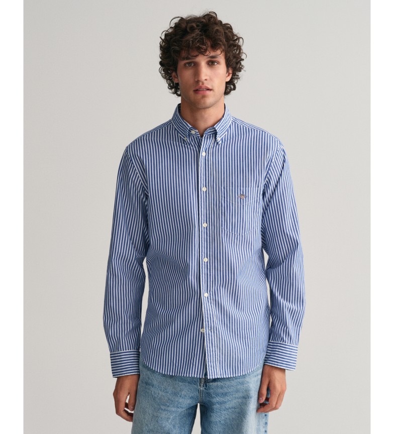 Gant Camisa Regular Fit de popelina a rayas azul - Tienda Esdemarca calzado, moda y complementos ...