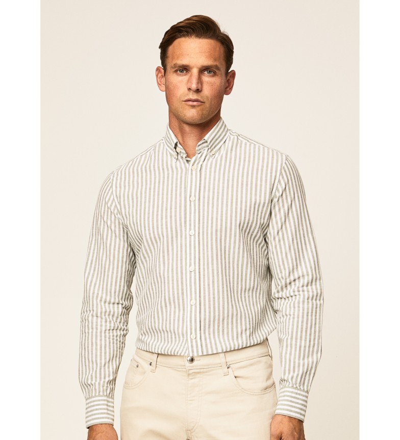 Hackett London Camisa Melange Stripe Blanco, Verde - Tienda Esdemarca calzado, moda y ...