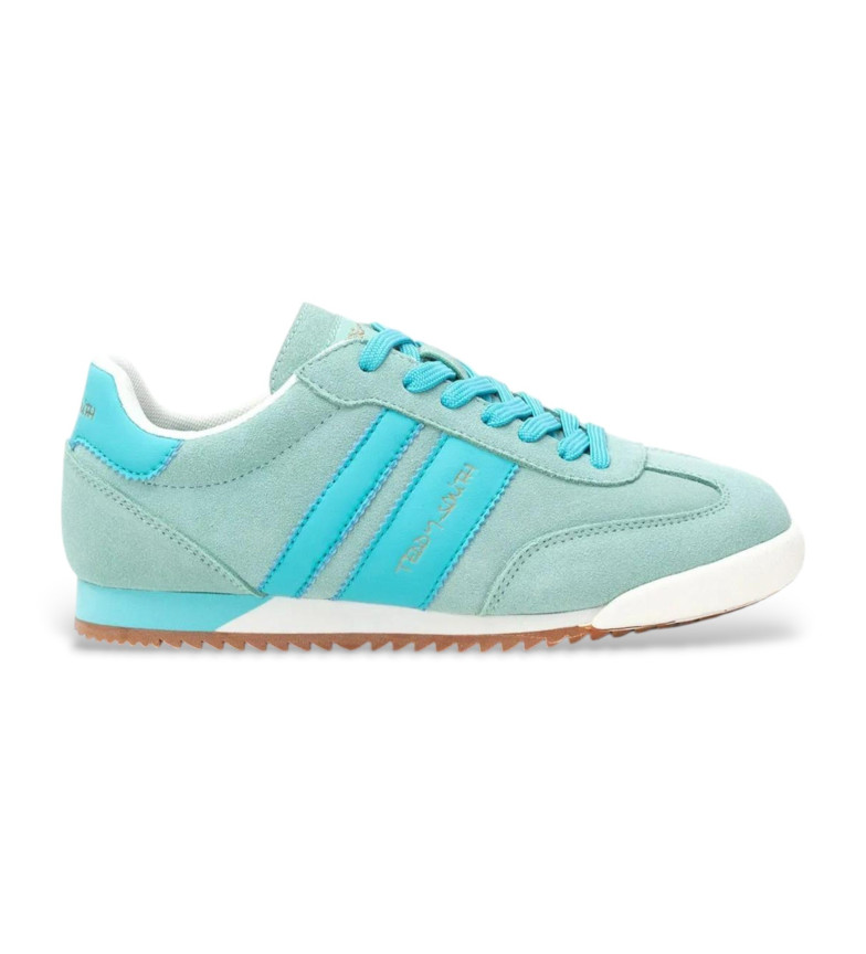 TEDDY SMITH Turquoise split leather trainers - Esdemarca Store fashion ...