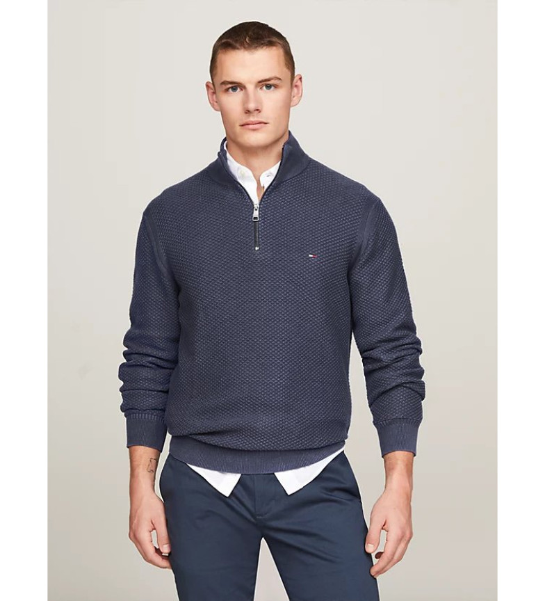 Tommy Hilfiger Jersey con cuello perkins de punto gofrado marino - Tienda Esdemarca calzado ...